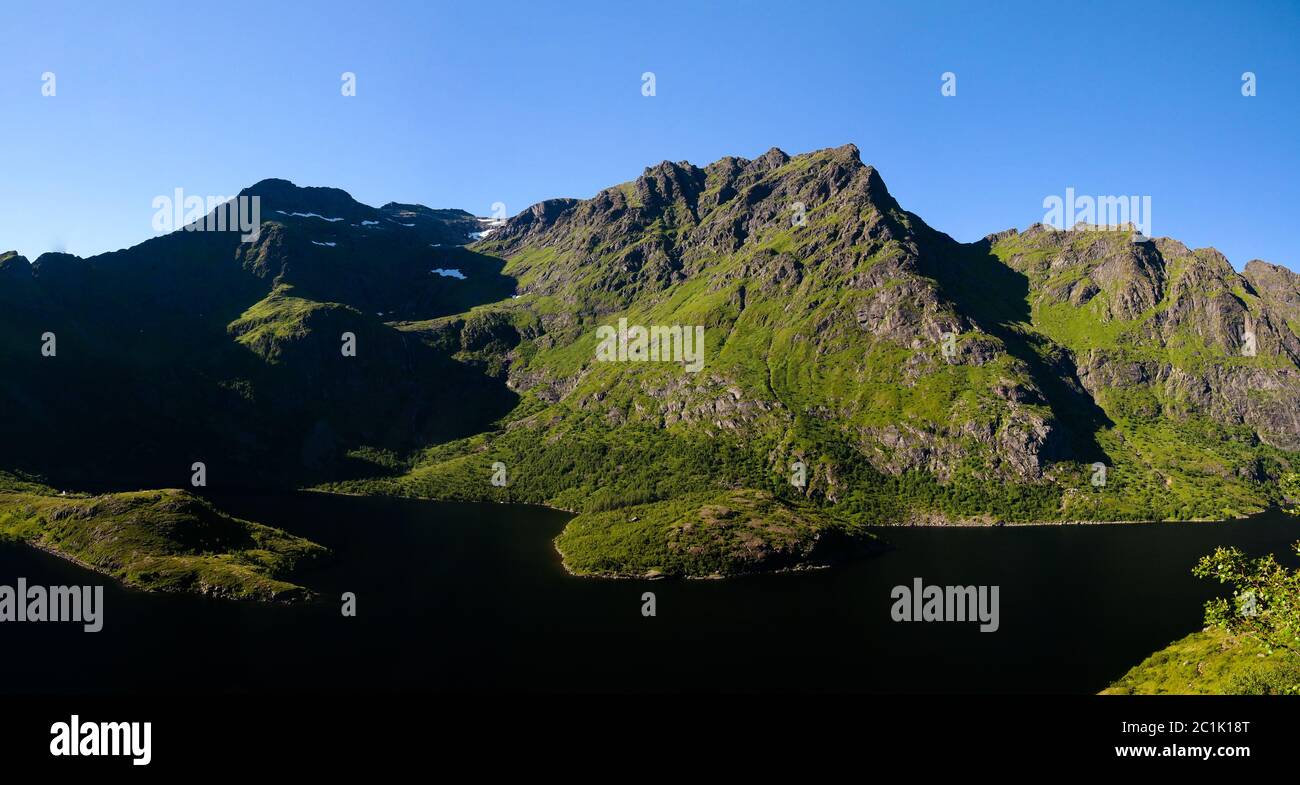 Landscape with Agvatnet lake near A village, Moskenesoya, Lofoten ...