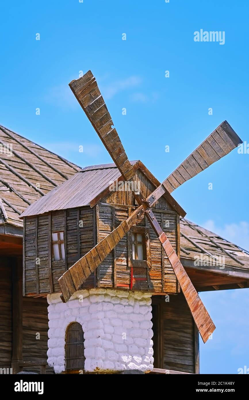 Old Wooden Windmill Stock Photo - Alamy