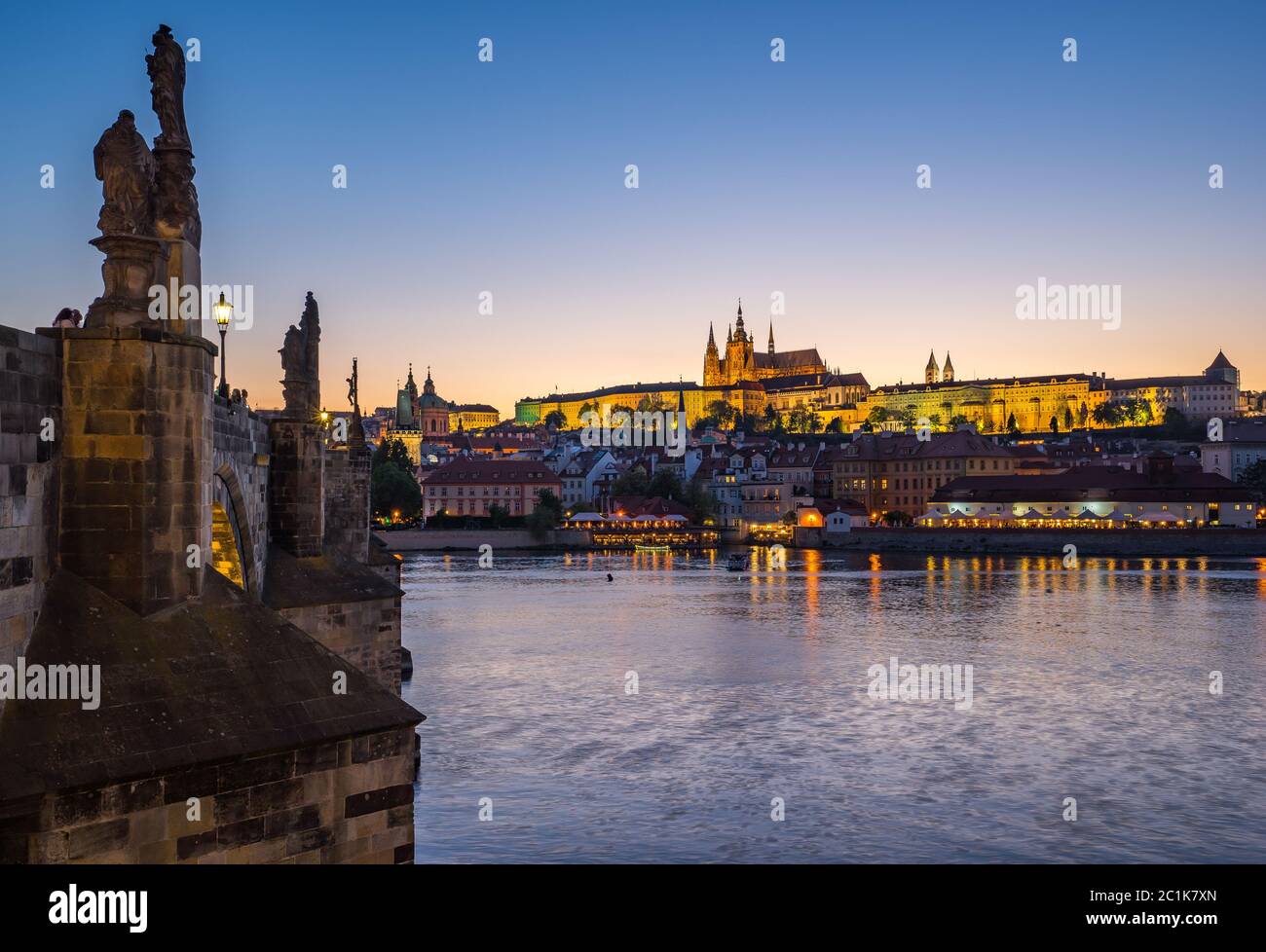 Prague city skyline with Charles Bridge in Prague old town, Czech ...