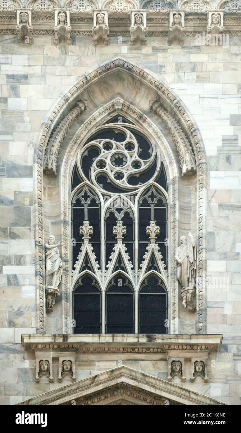 Window of a gothic cathedral in Milan Stock Photo - Alamy