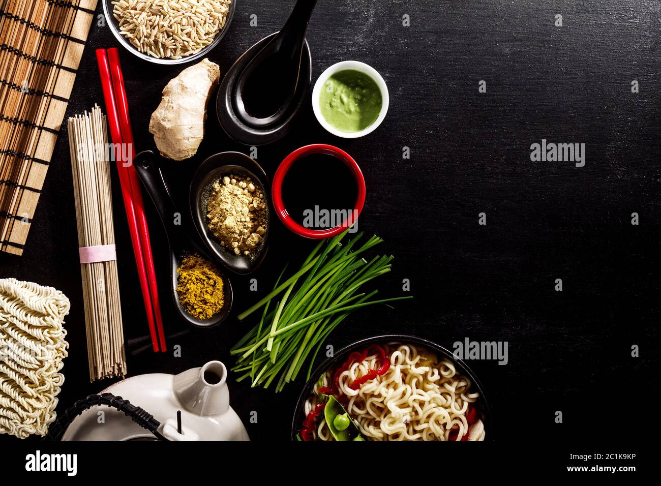 Variety Different Many Ingredients for Cooking Tasty Oriental Asian ...