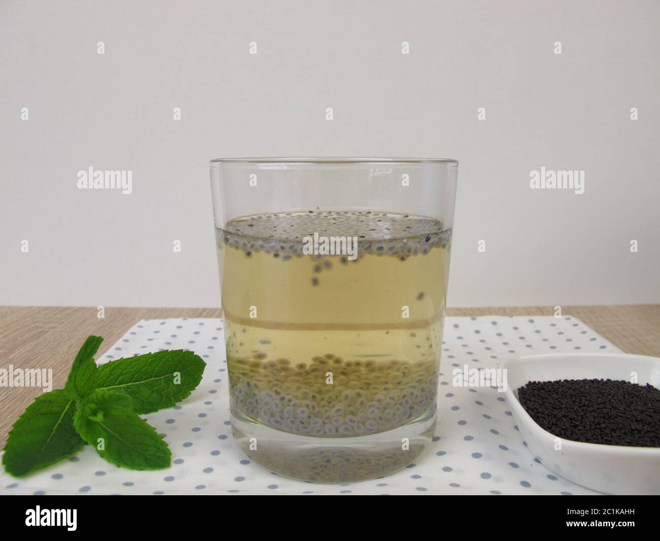 Ice tea with basil seeds Stock Photo - Alamy