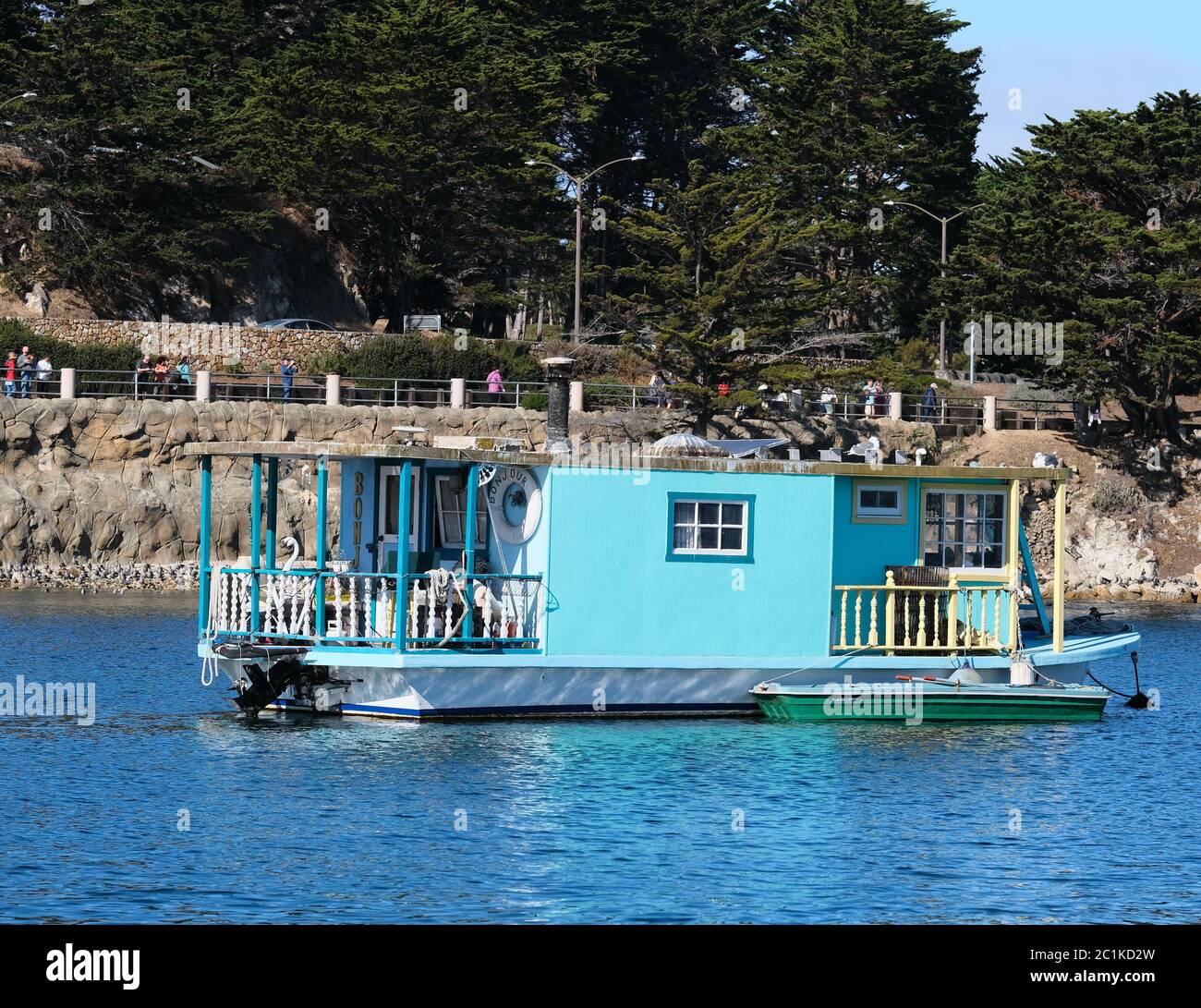 Blue Houseboat in Monterey Stock Photo - Alamy