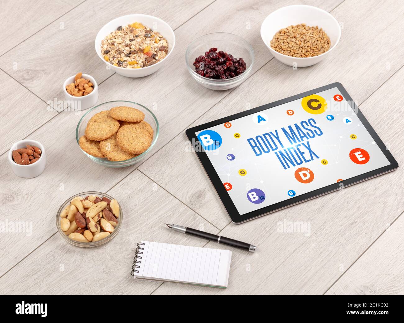 Healthy Tablet Pc compostion with BODY MASS INDEX inscription, weight ...