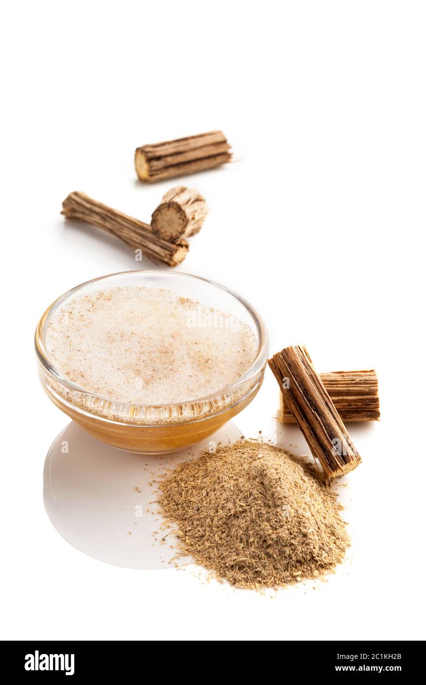 African dream herb roots, powder and tea extract Stock Photo - Alamy