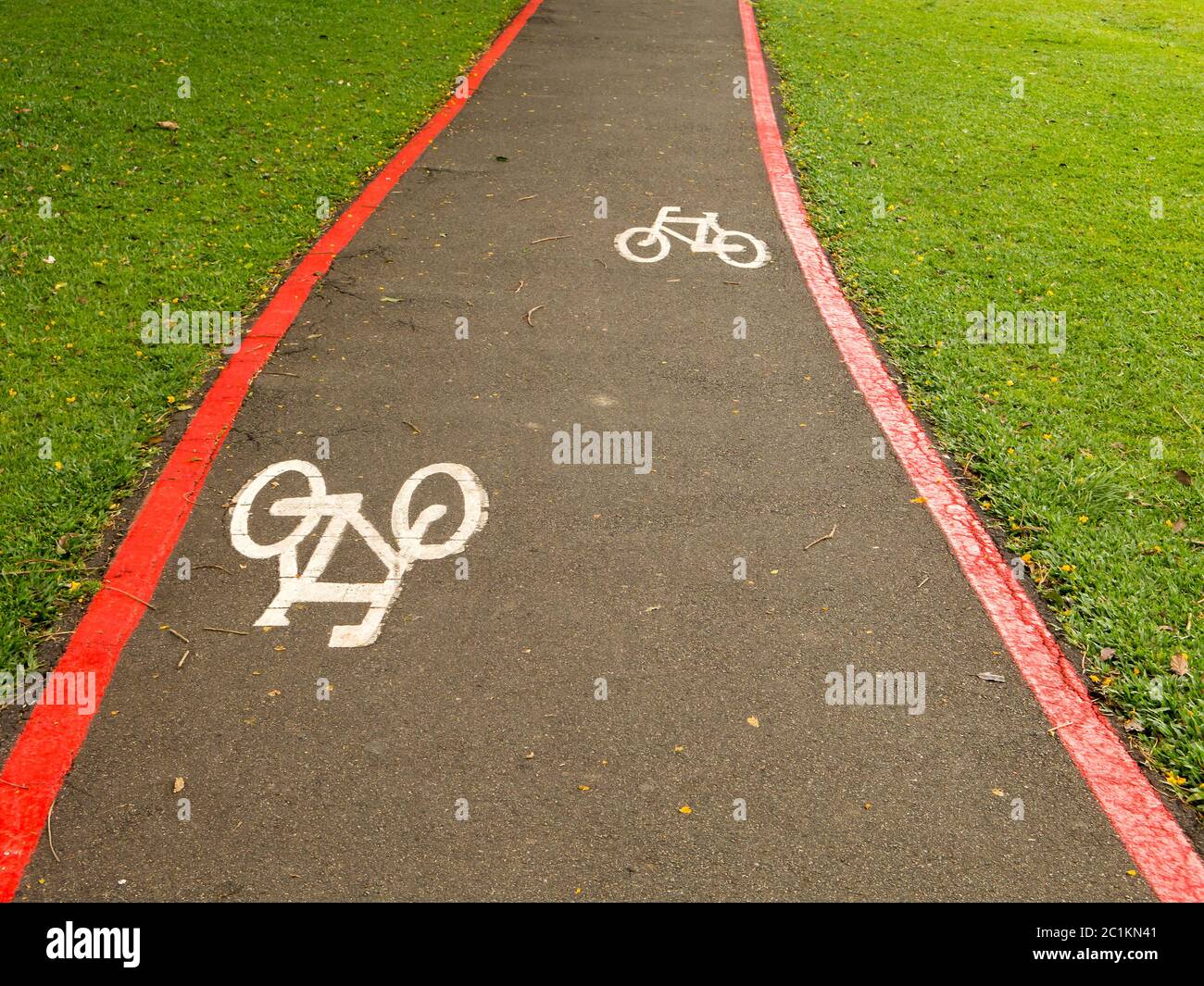 Bike Lane signs on streets ground Stock Photo - Alamy