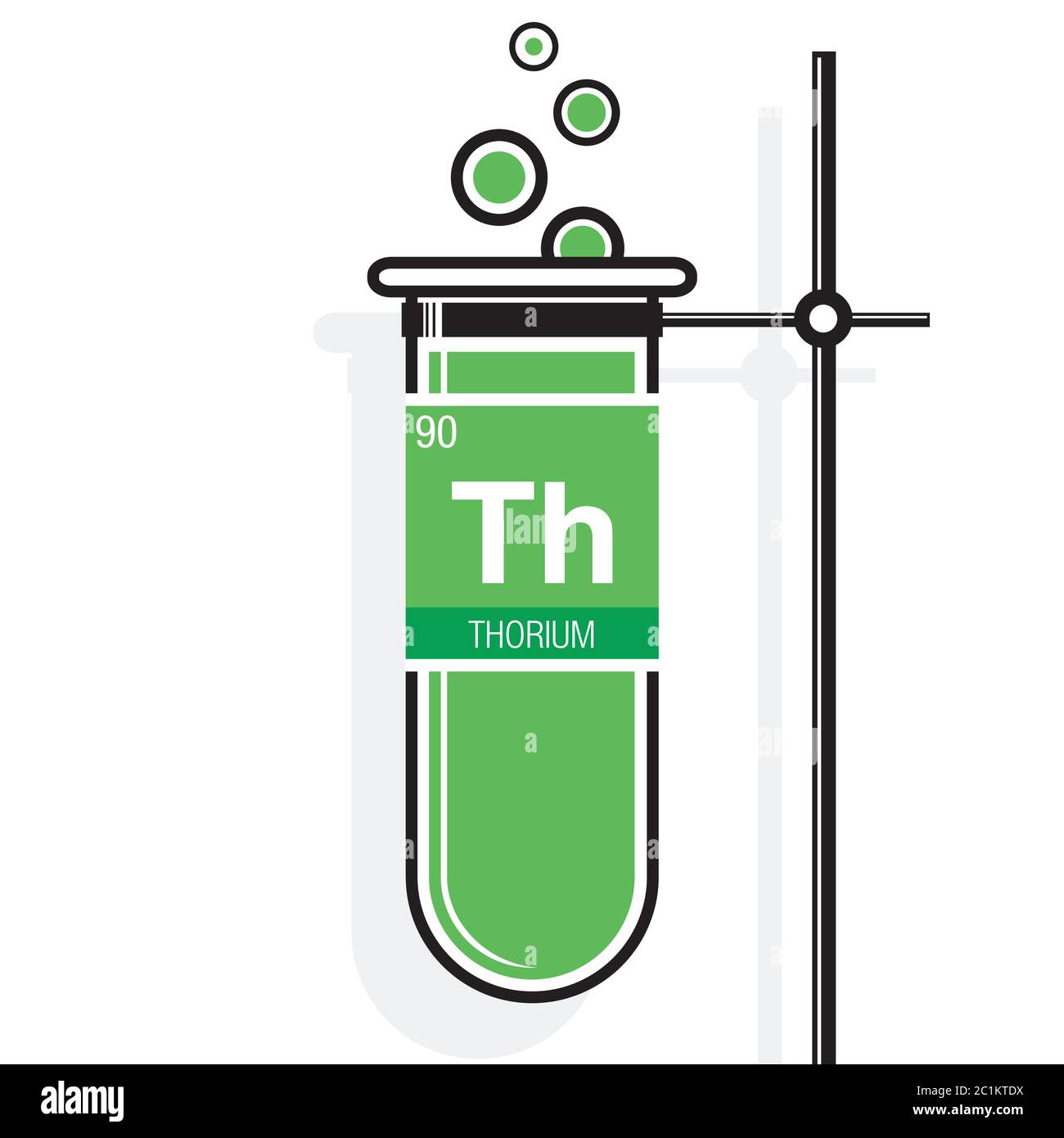 Thorium symbol on label in a green test tube with holder. Element ...