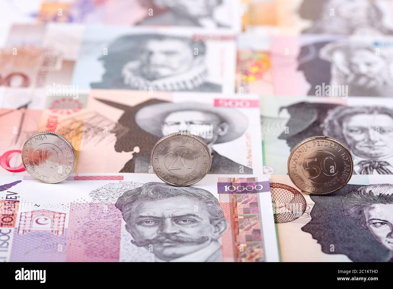 Slovenian tolar coins Stock Photo - Alamy