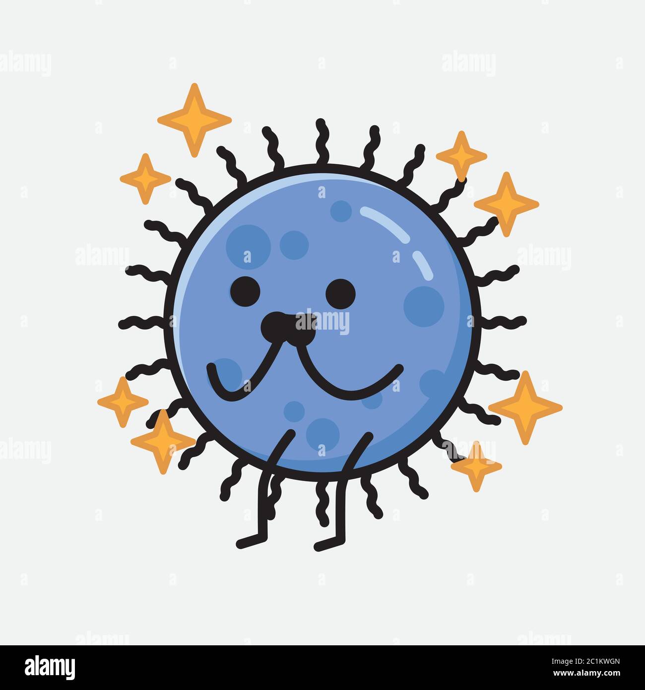 An illustration of Cute Blue Virus Mascot Vector Character in Flat ...