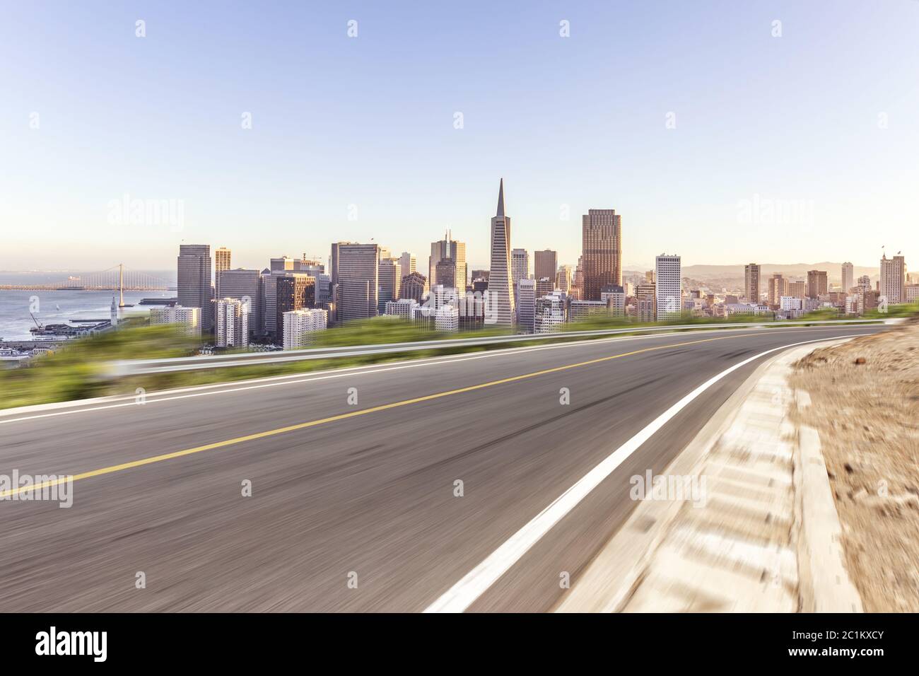 empty asphalt highway through modern city Stock Photo - Alamy