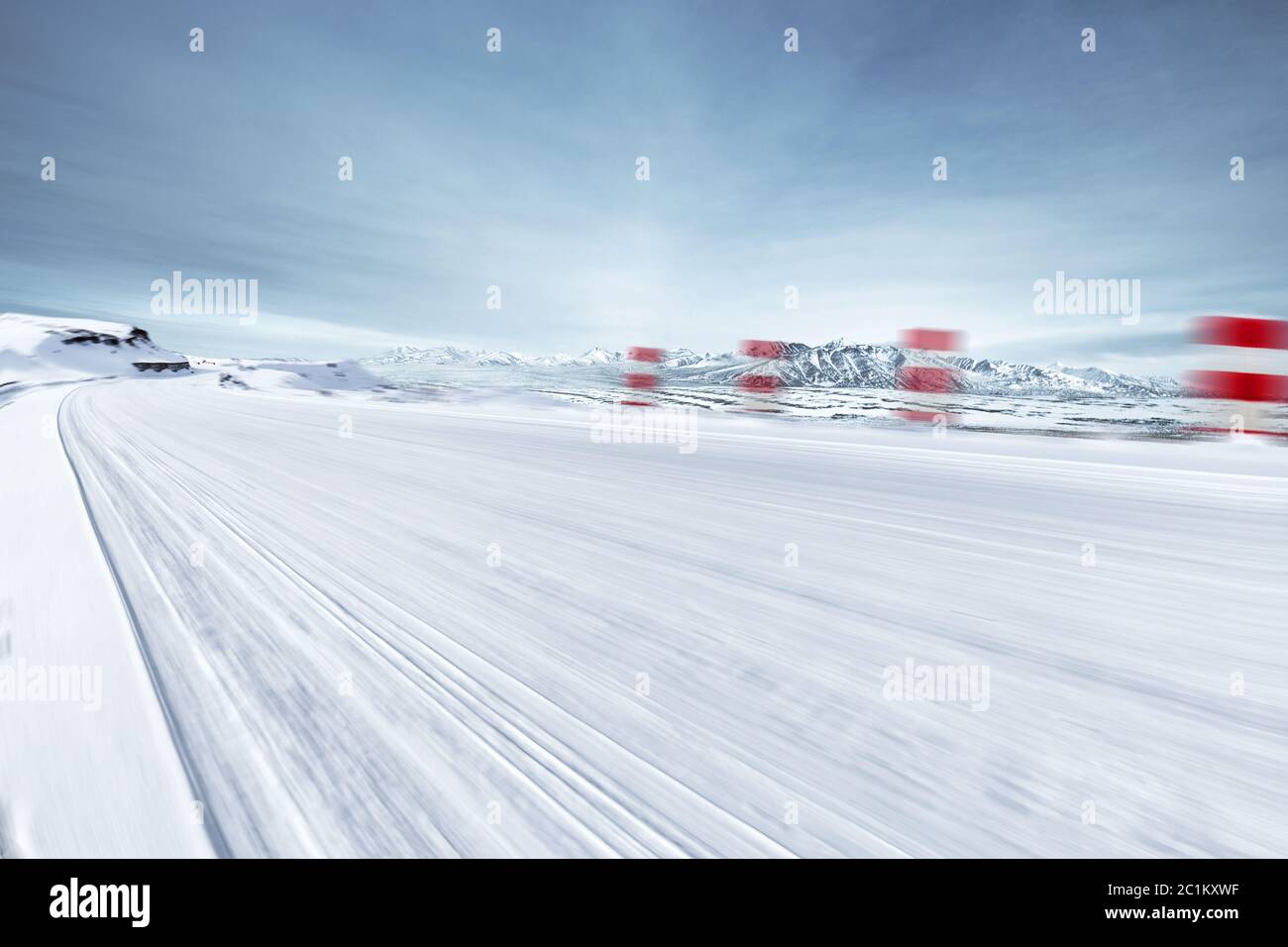 highway covered snow through mountain Stock Photo - Alamy