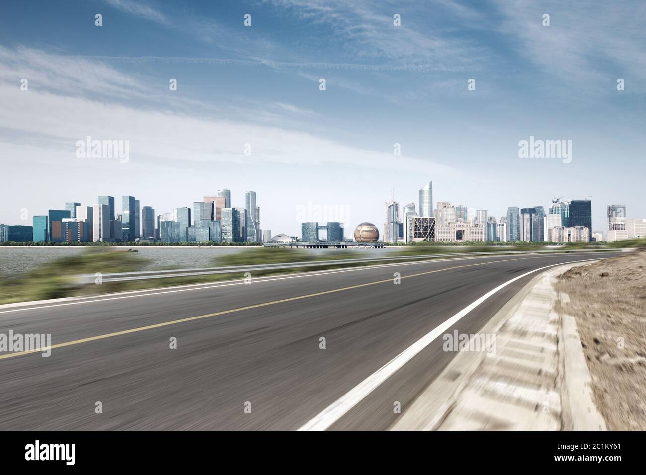 empty asphalt highway through modern city Stock Photo - Alamy