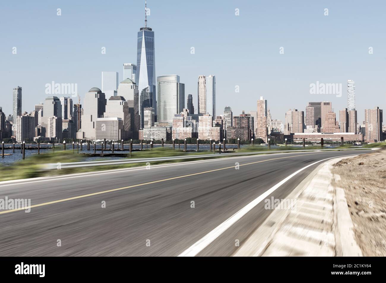 empty asphalt highway through modern city Stock Photo - Alamy