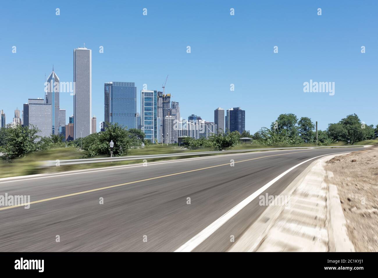 empty asphalt highway through modern city Stock Photo - Alamy