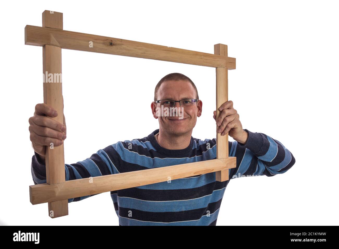 Man holds frame Stock Photo - Alamy