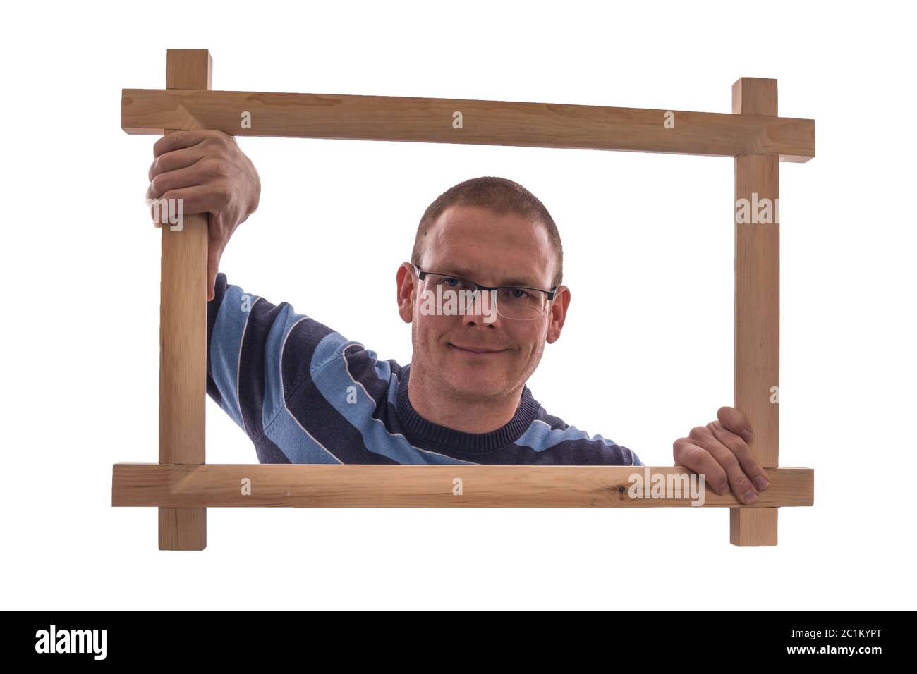 Man holds frame Stock Photo - Alamy