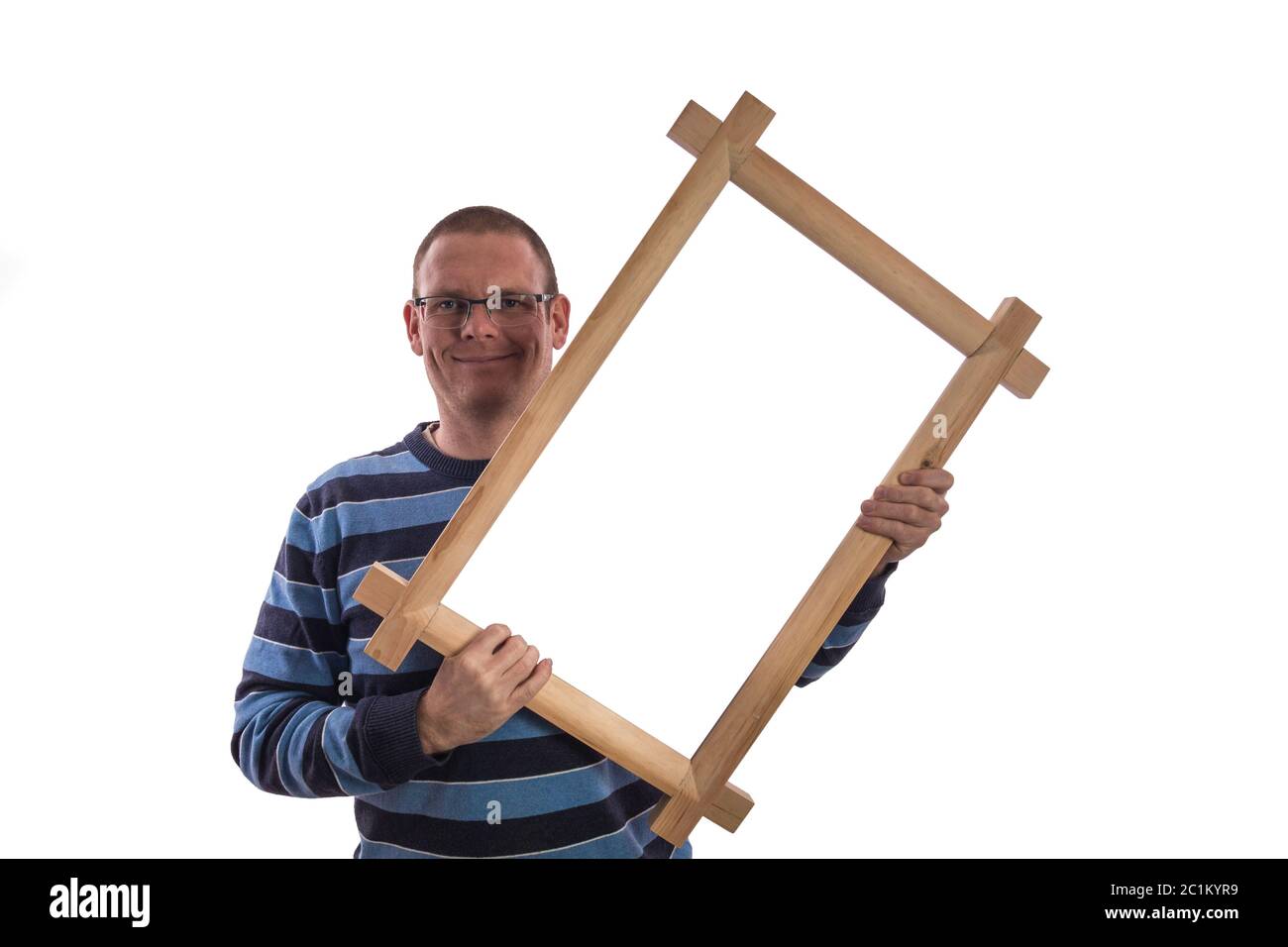 Man holds frame Stock Photo - Alamy