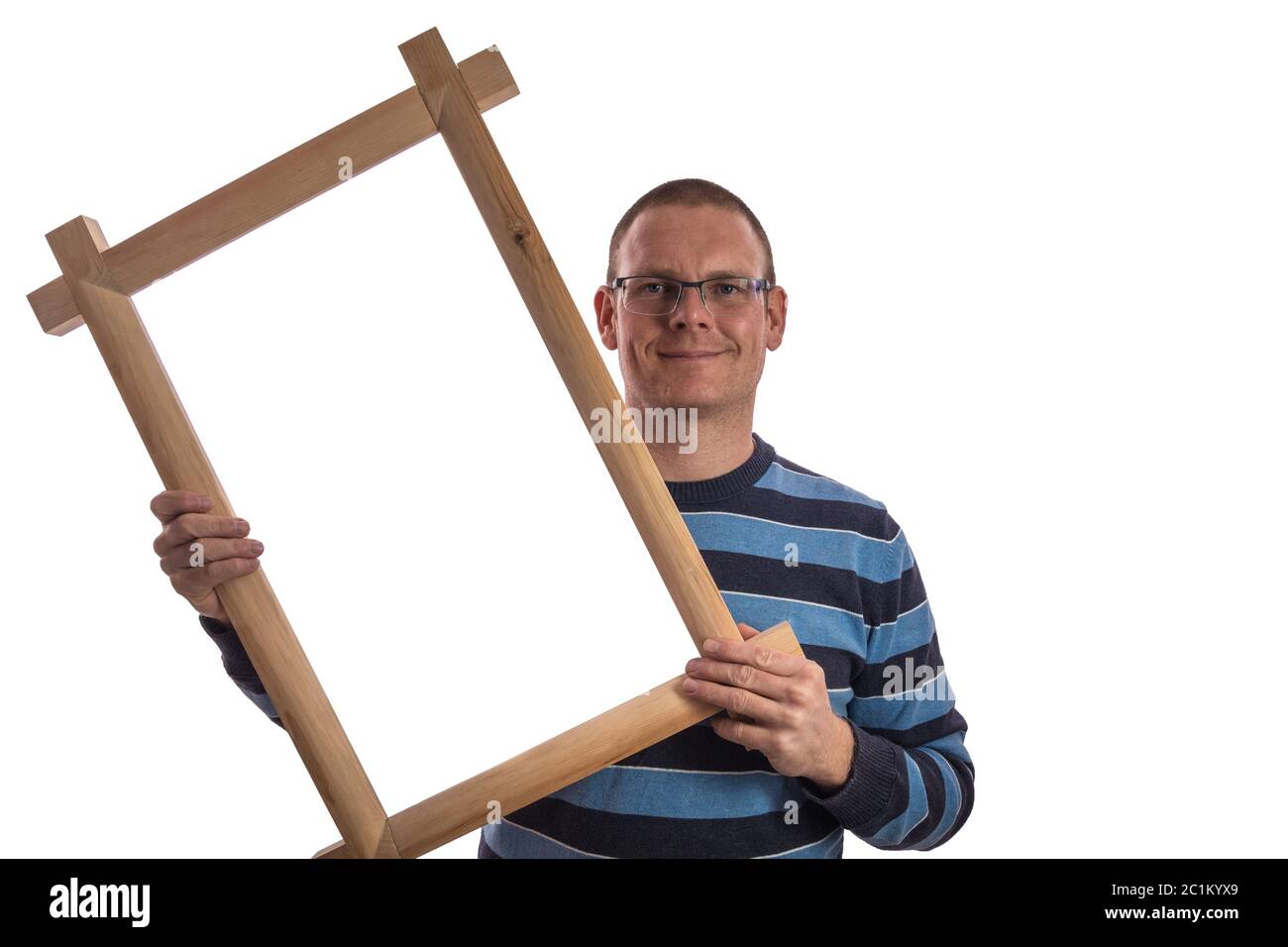 Man holds frame Stock Photo - Alamy