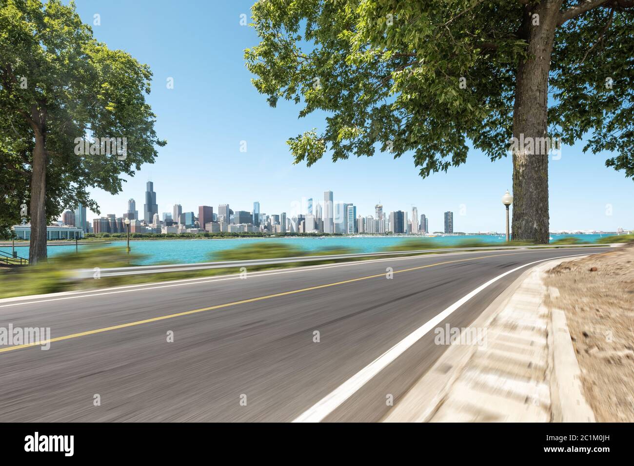 empty asphalt highway through modern city Stock Photo - Alamy