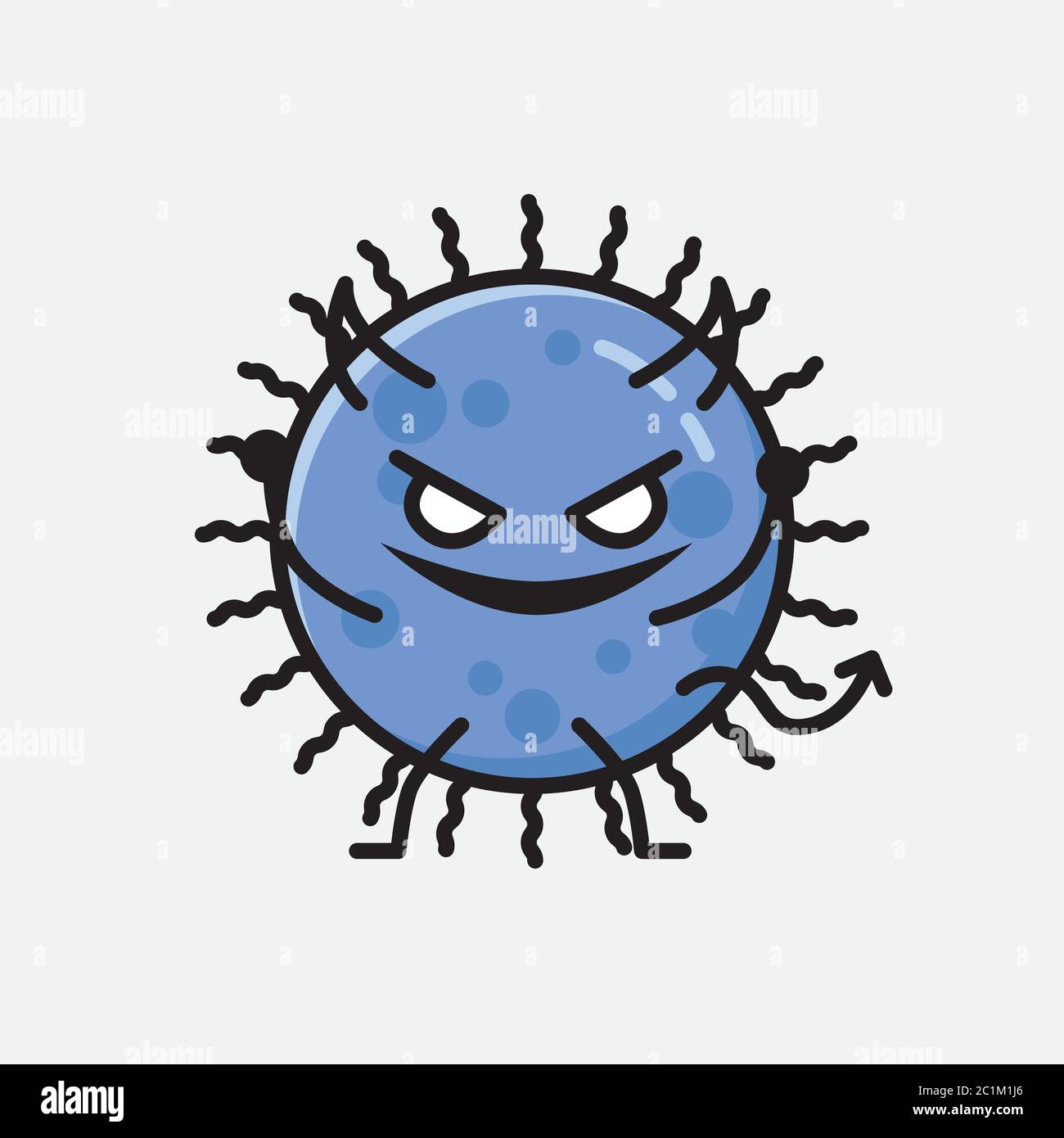 An illustration of Cute Blue Virus Mascot Vector Character in Flat ...