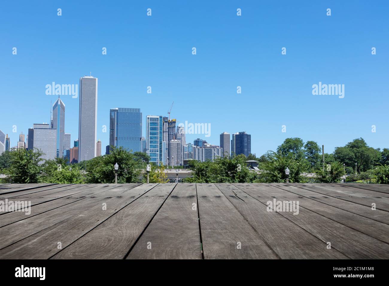 empty ground with modern cityscape in chicago Stock Photo - Alamy