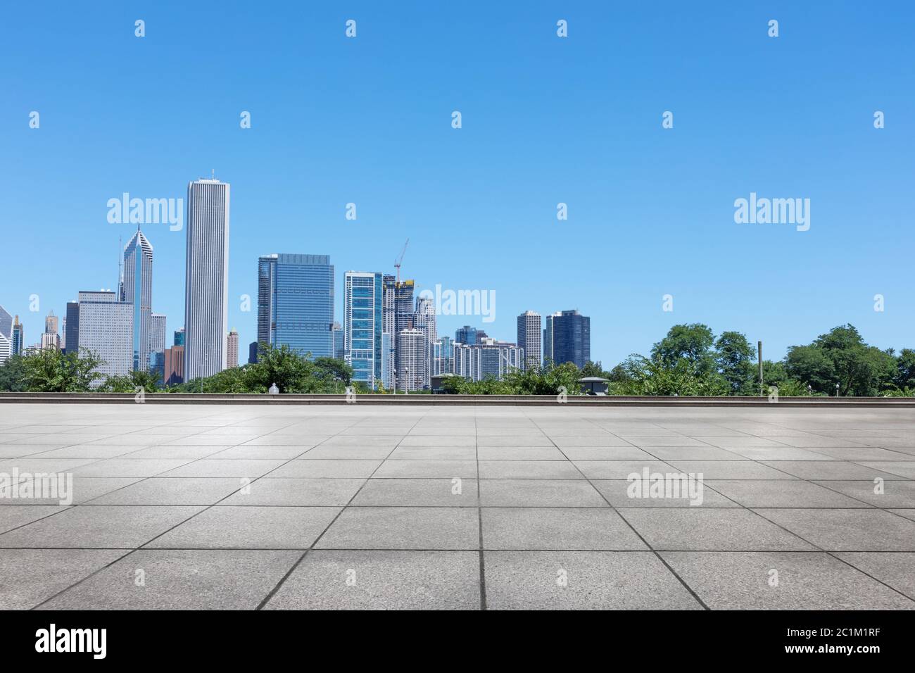 empty ground with modern cityscape in chicago Stock Photo - Alamy
