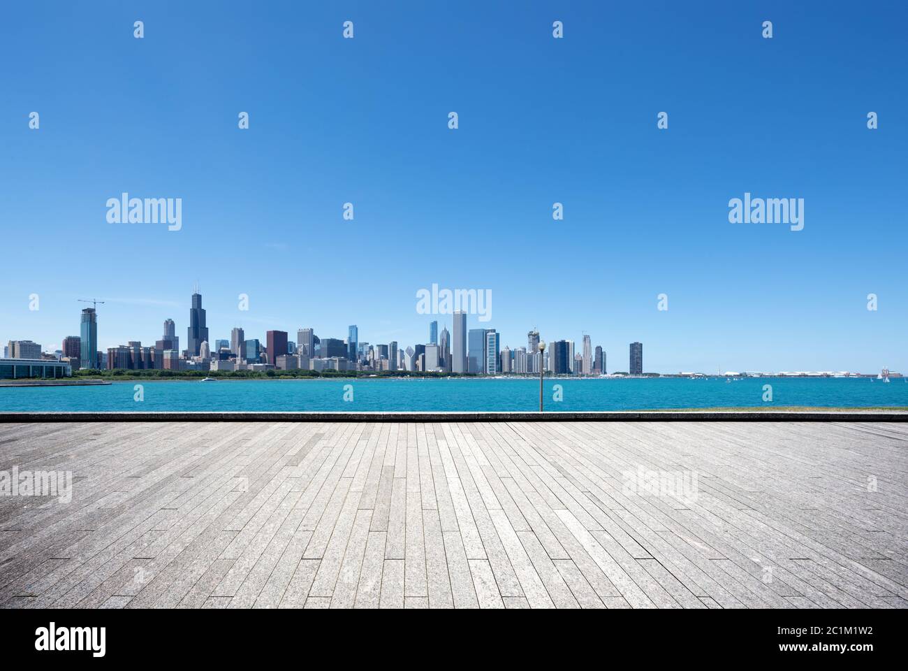 empty ground with modern cityscape in chicago Stock Photo - Alamy