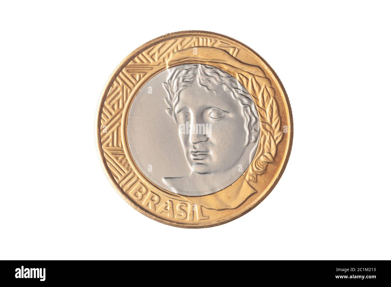 Brazilian "1 Real" coin on white background Stock Photo - Alamy