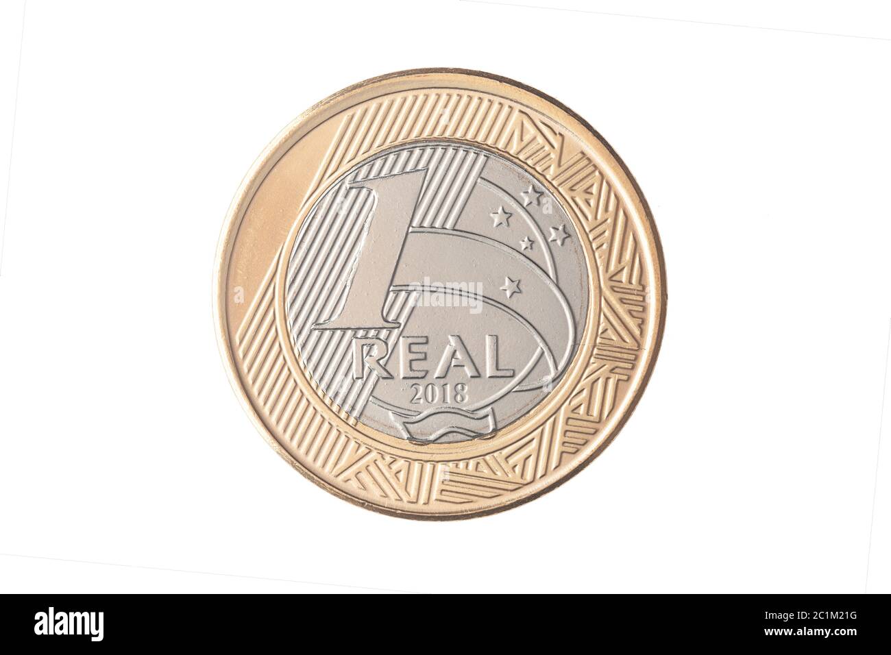 Brazilian "1 Real" 2018 coin on white background Stock Photo - Alamy