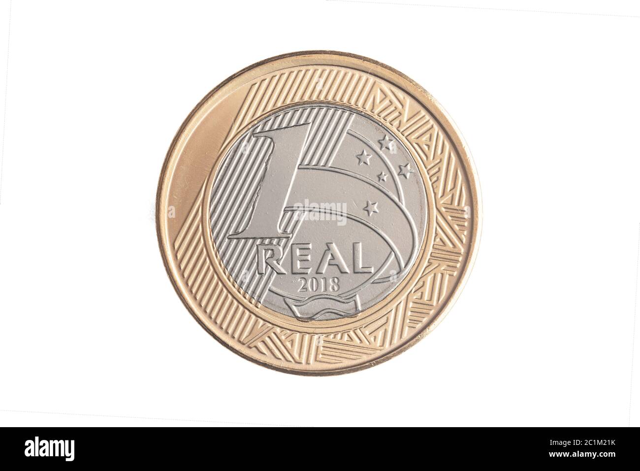 Brazilian "1 Real" 2018 coin on white background Stock Photo - Alamy