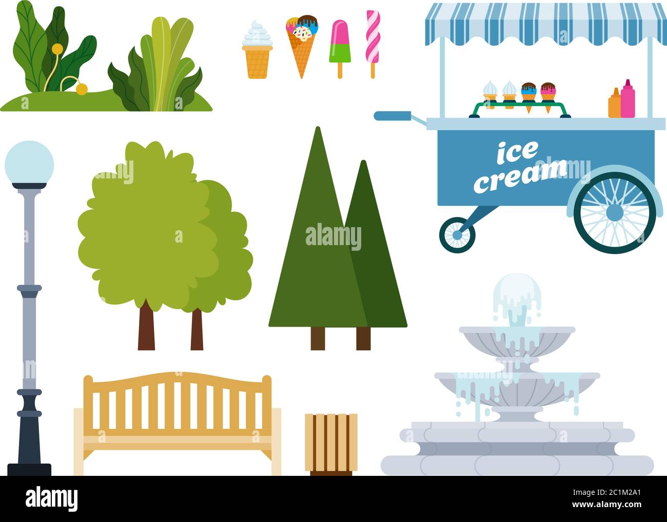 Set of Urban Park objects flat vector illustration Stock Vector Image ...