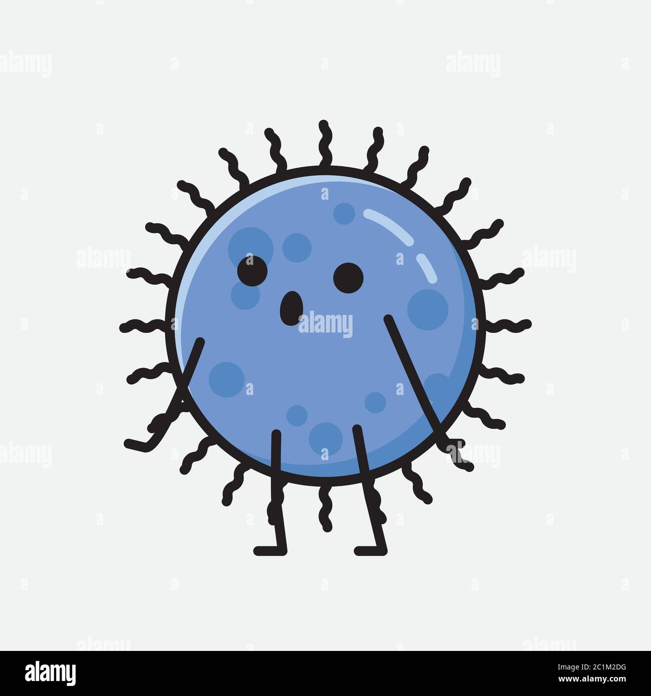 An illustration of Cute Blue Virus Mascot Vector Character in Flat ...