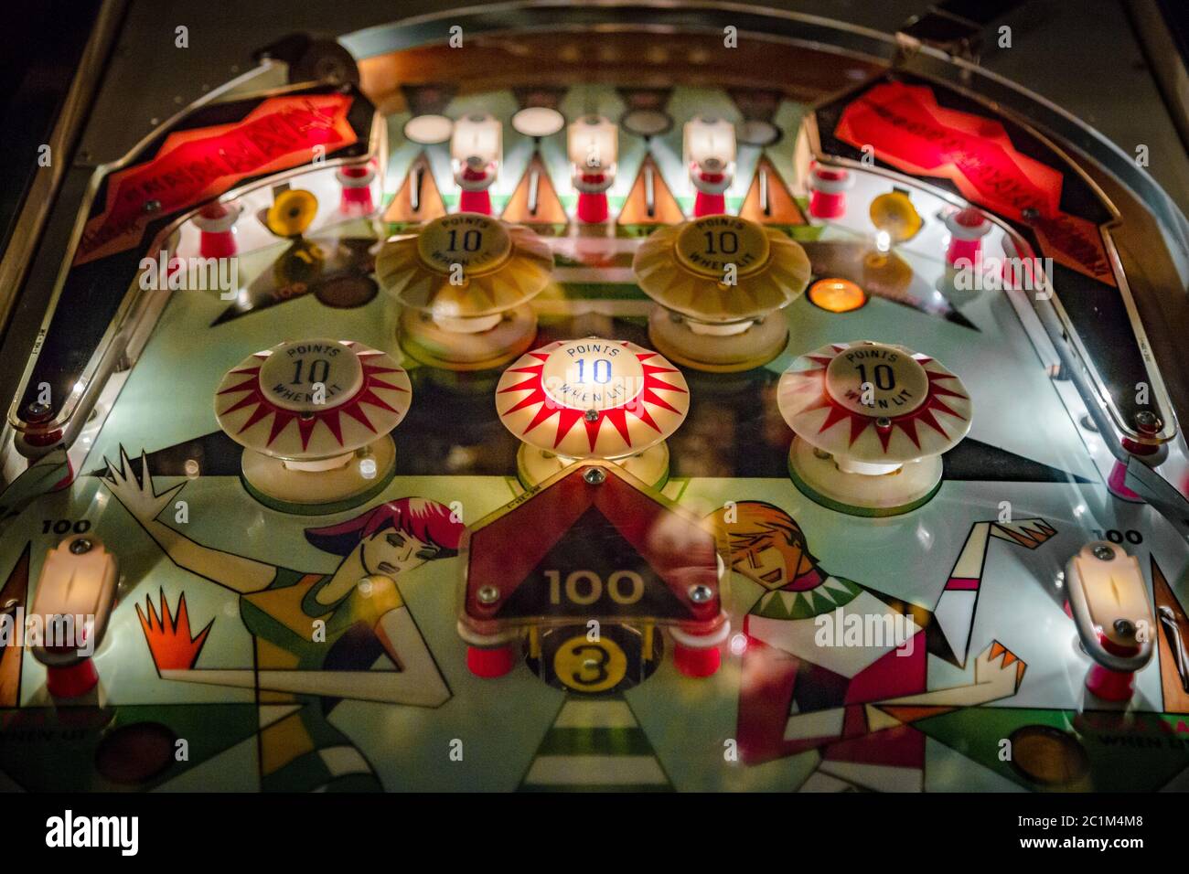 Budapest, Hungary - March 25, 2018: Pinball museum. Pinball table close ...
