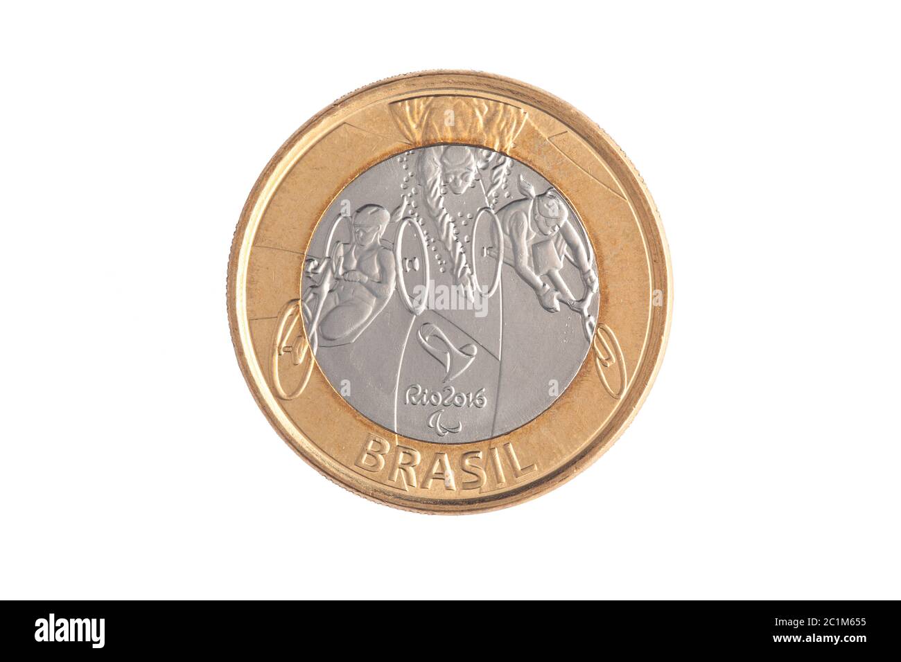 SAO PAULO, BRAZIL - OCTOBER 28, 2016 - Commemorative brazilian 1 Real ...