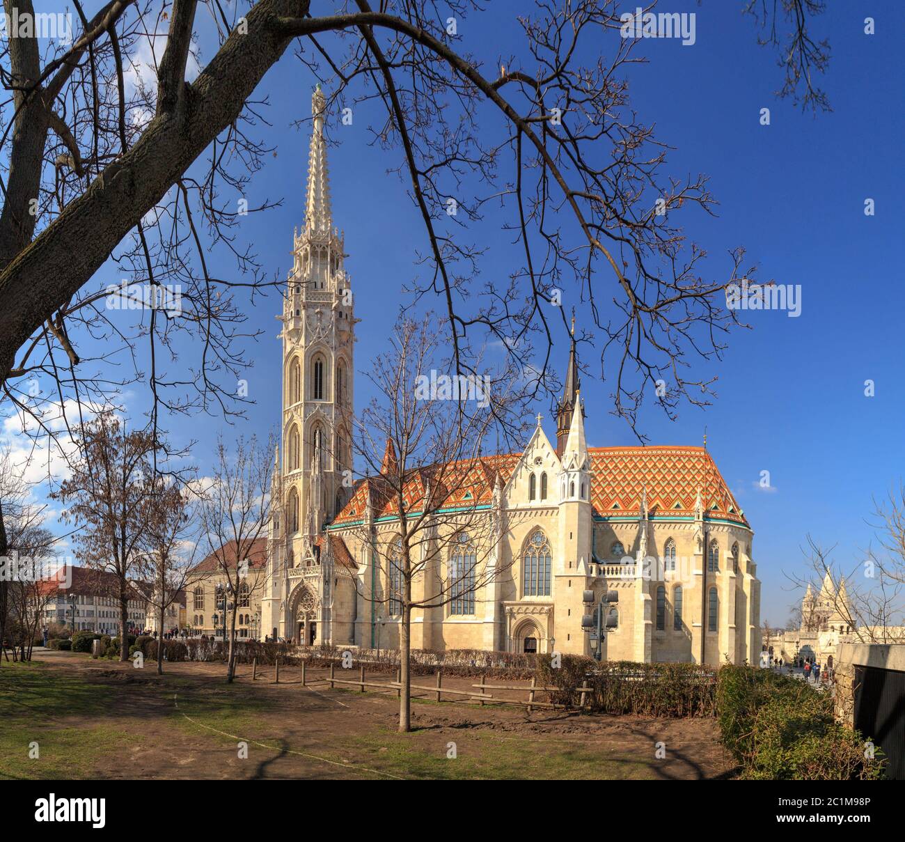 Matthias church in Buda Castle district, Budapest, Hungary on a bright ...