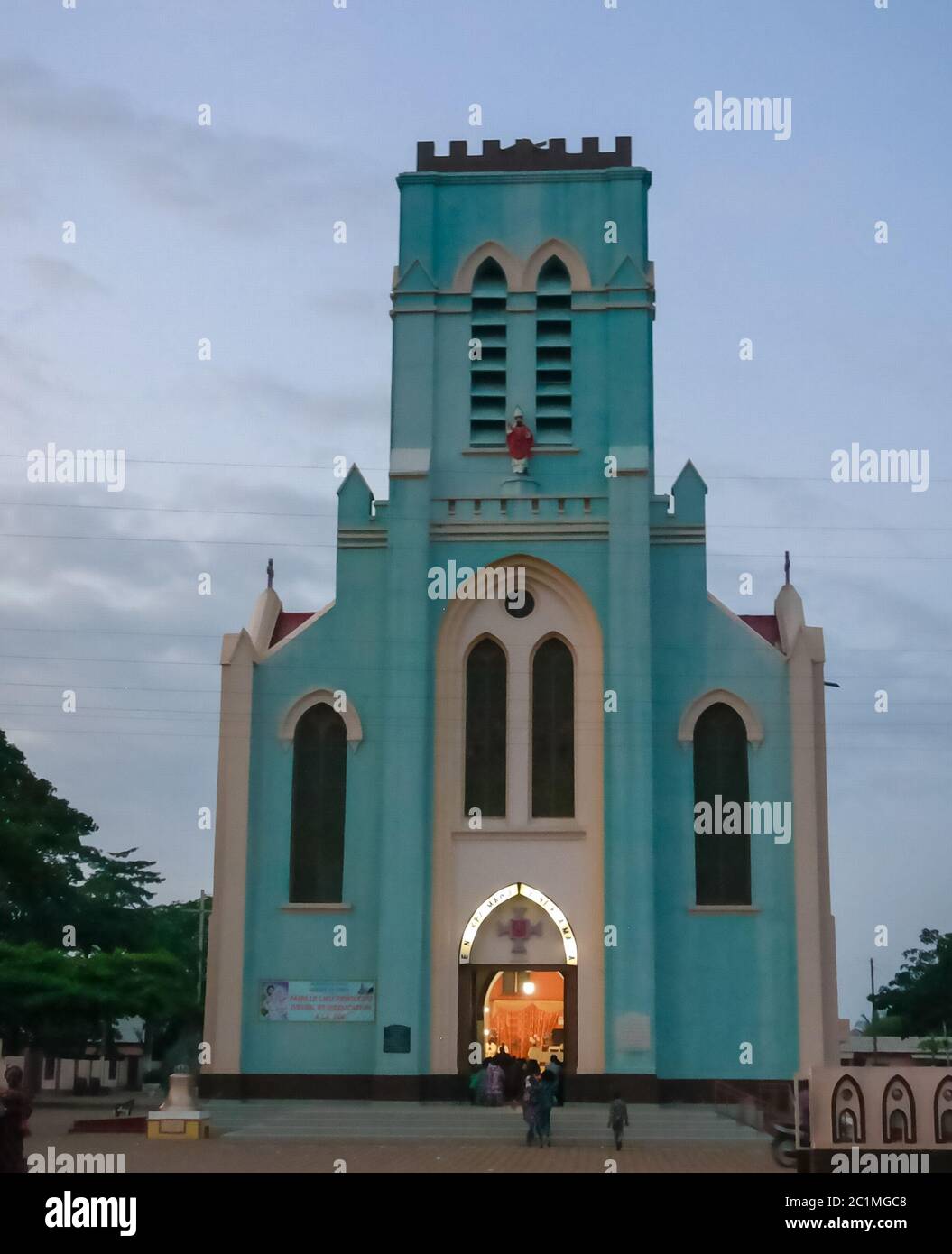exterior view to Basilica of the Immaculate Conception at Ouidah, Benin ...