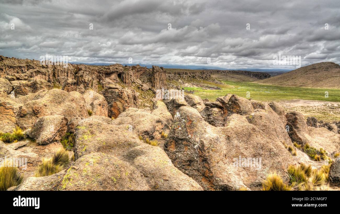 sandstone rock formation at Imata in Salinas and Aguada Blanca National ...