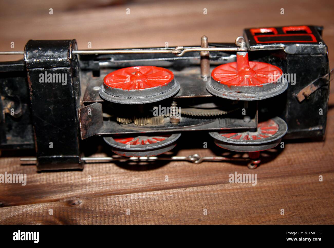 Detail of a mechanical toy locomotive Stock Photo - Alamy