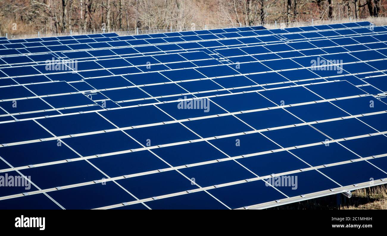 Renewable energies with solar modules in the sunshine Stock Photo - Alamy