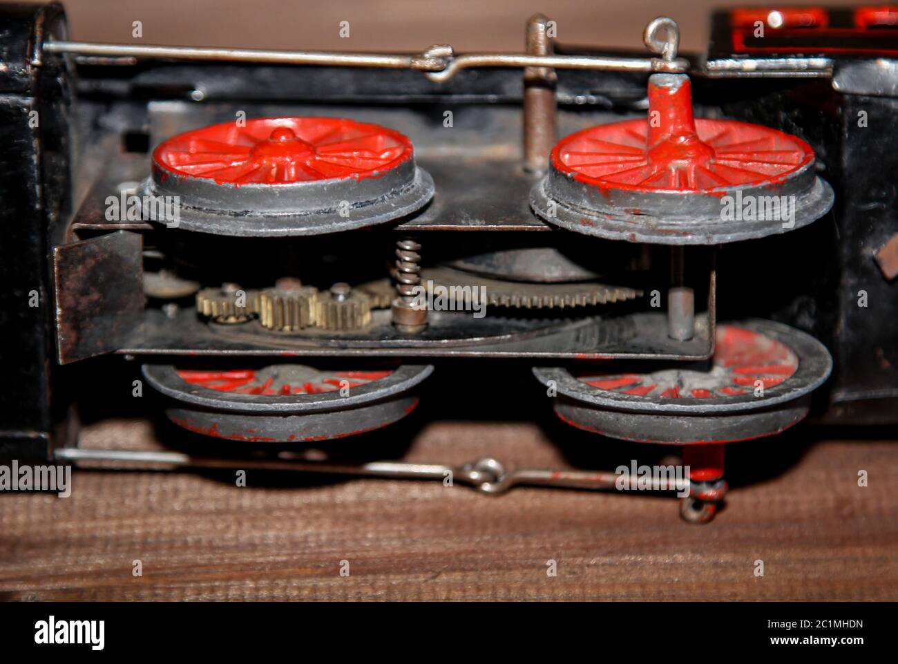 Detail of a mechanical toy locomotive Stock Photo - Alamy