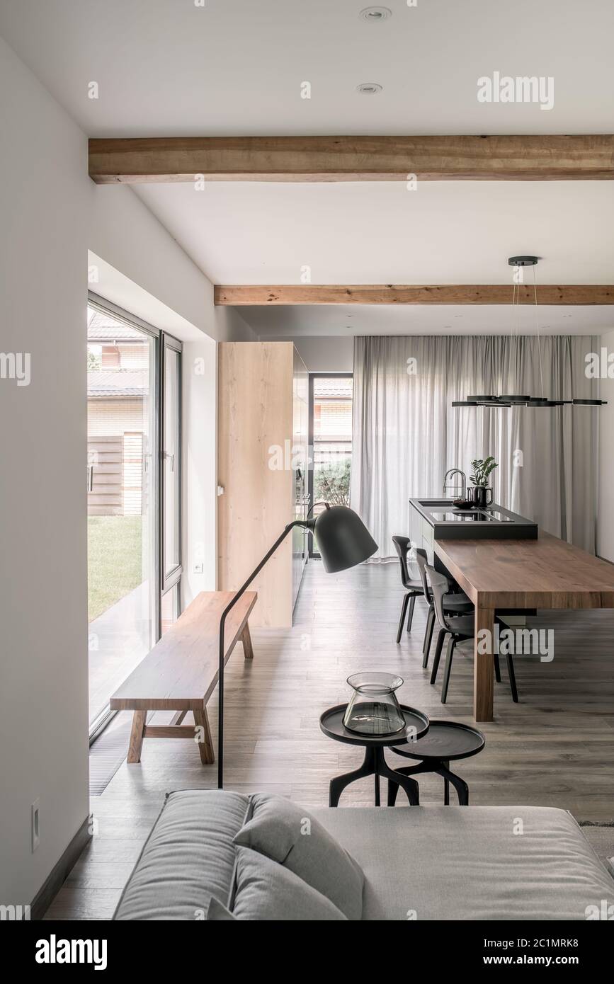 Wooden interior beams hi-res stock photography and images - Alamy