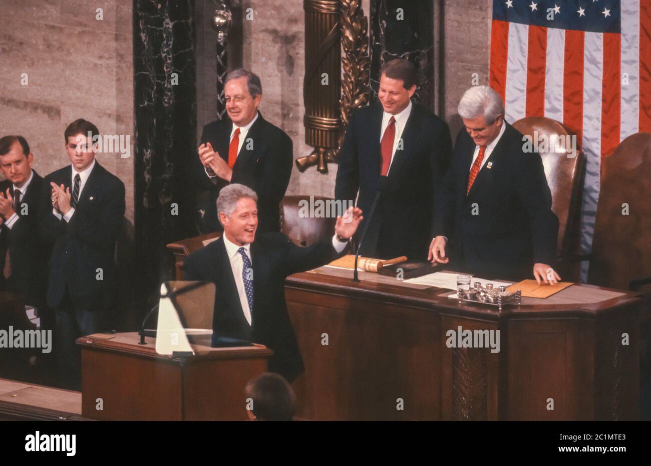 WASHINGTON, DC, USA, FEBRUARY 4, 1997: President Bill Clinton, State of ...