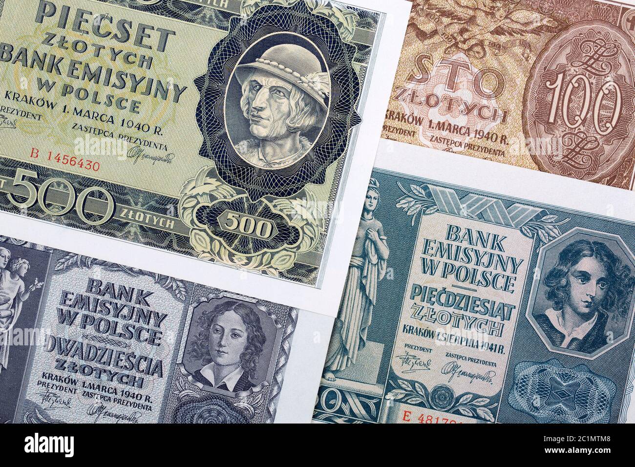 Old Polish money - Zloty, a background Stock Photo - Alamy