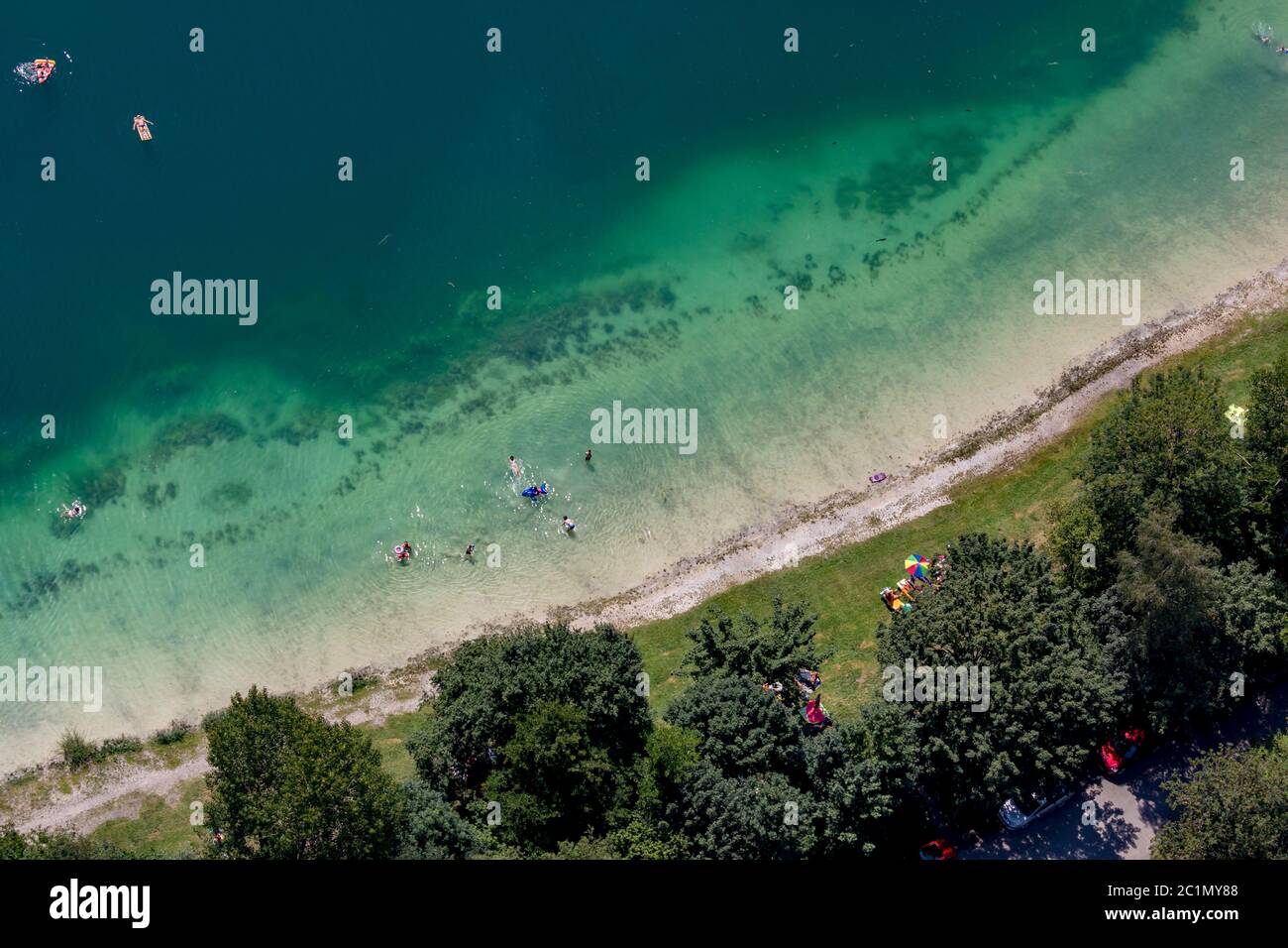 Aerial view of a swimming lake Stock Photo - Alamy