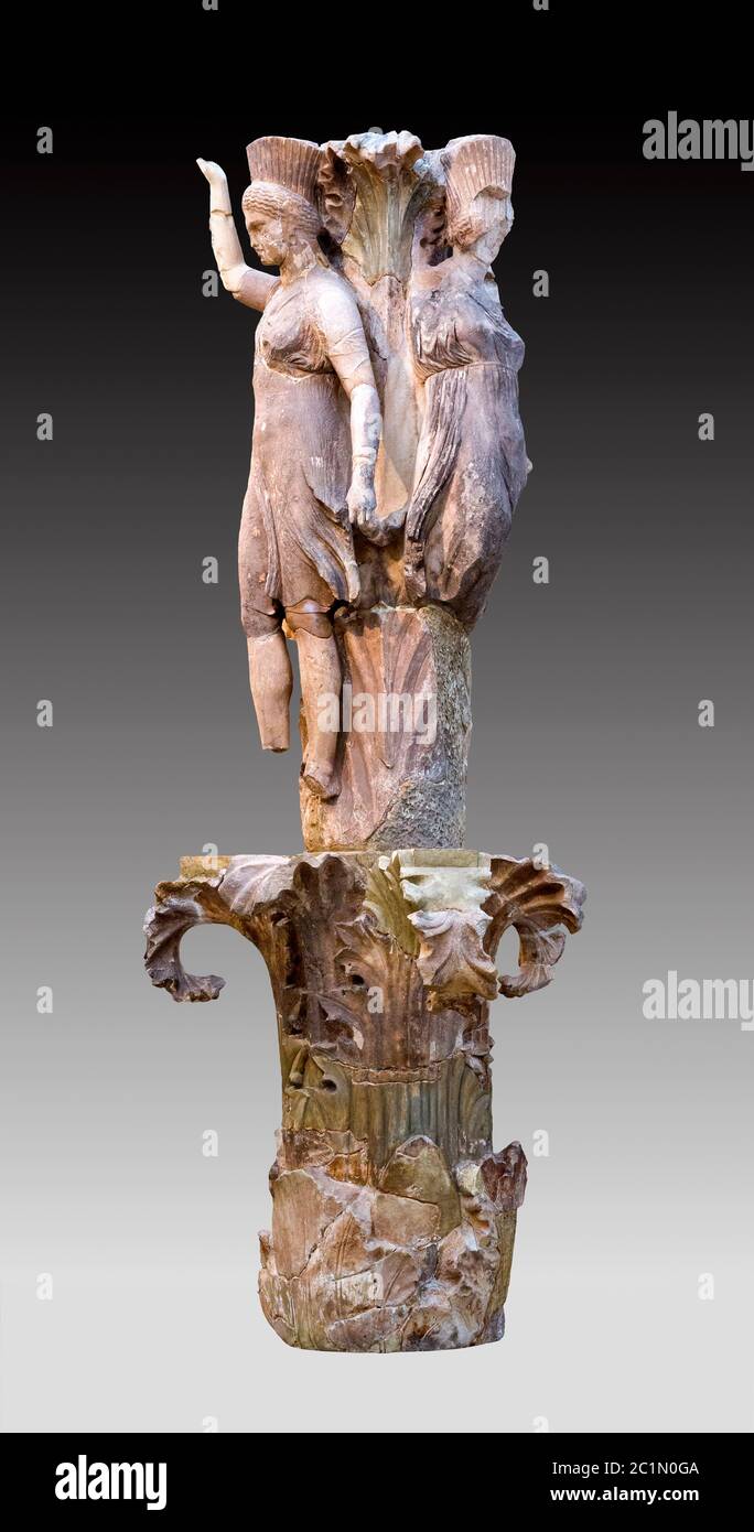 The Dancers of Delphi, also known as the Acanthus Column, are three ...