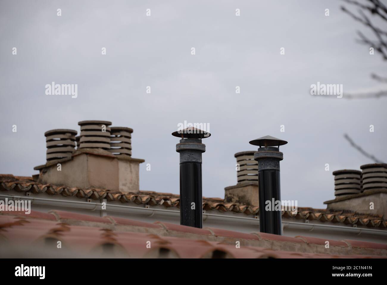 Chimneys in the province of Alicante, Costa Blanca, Spain Stock Photo ...
