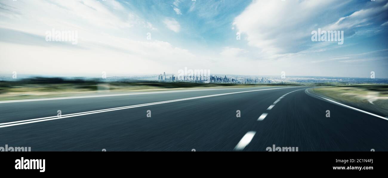empty highway through modern city Stock Photo - Alamy
