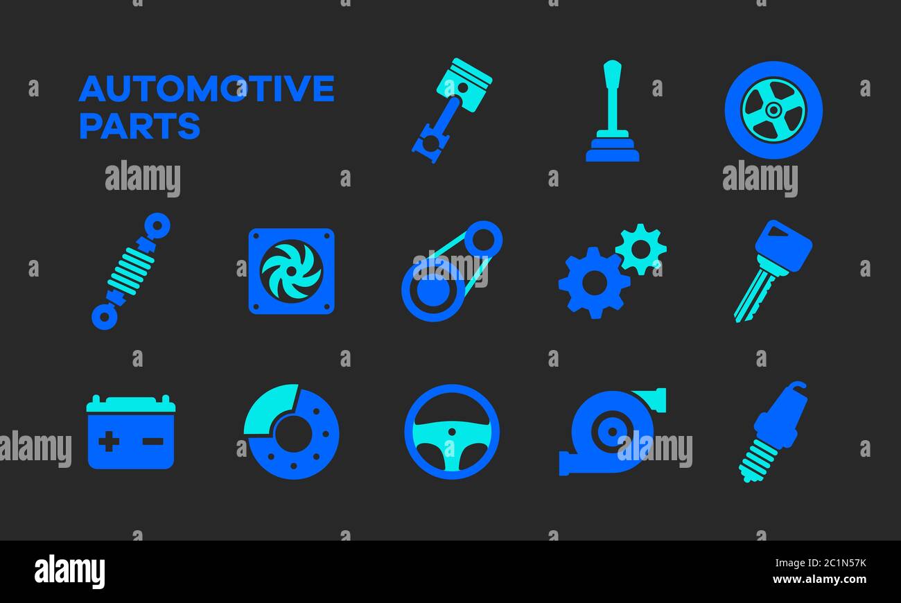 Flat and simple icons of automotive components. Line icons from ...