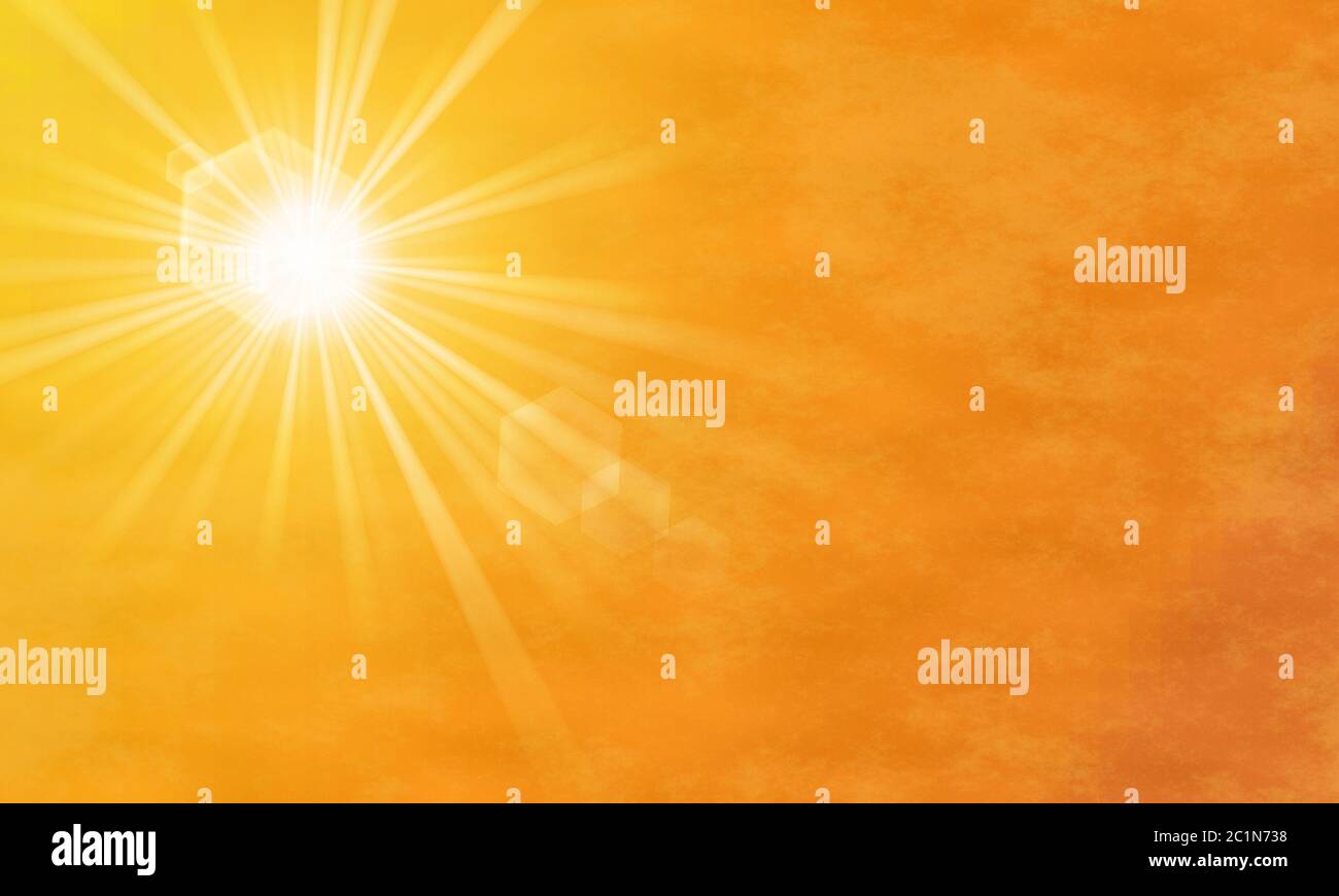 yellow summer sun rays with lens flare â€“ Illustration Stock Photo - Alamy