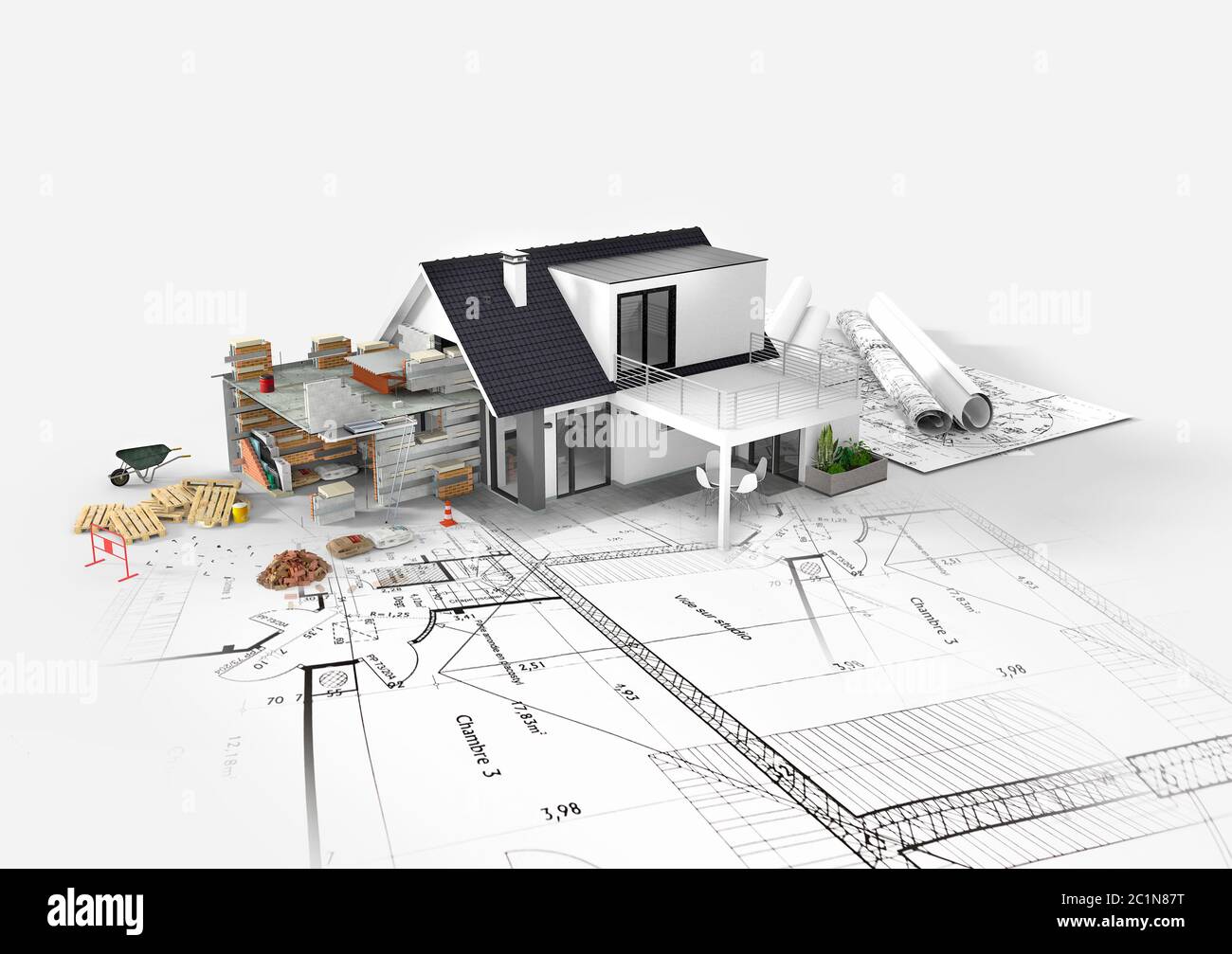 Renovation or extension project of a house Stock Photo - Alamy